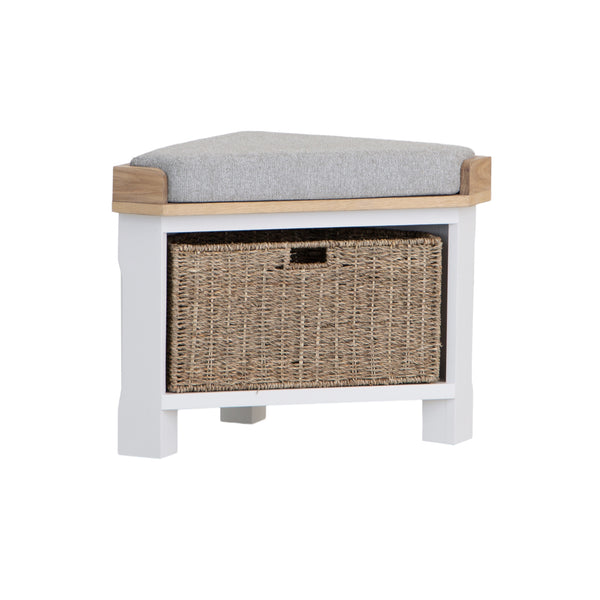 Country Living, White Painted & Oak - Corner Hall Bench | The Oak ...