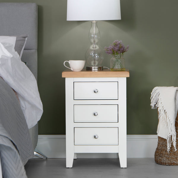 Earlham White Painted Oak Bedside Cabinet Large The Oak Outlet Co