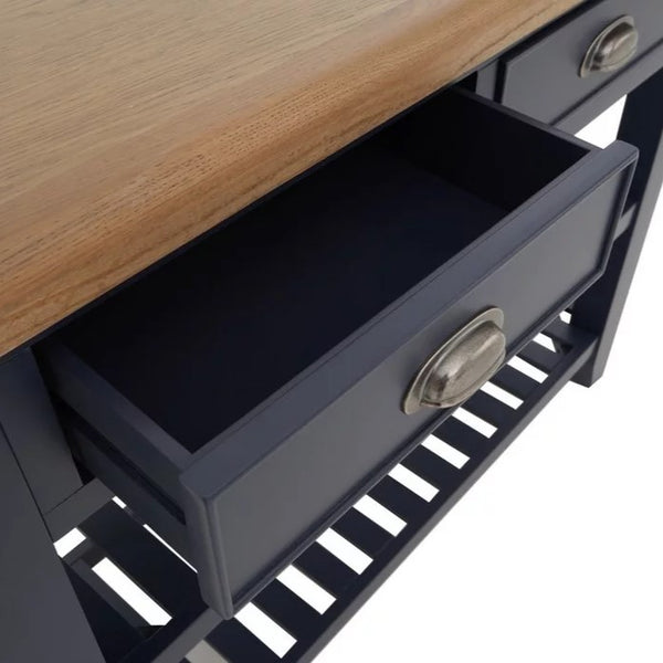 Norfolk Oak & Blue Painted Console Table | The Oak Outlet Co.