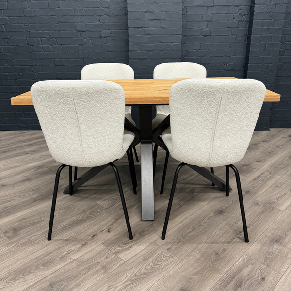 Fusion Oak - Compact Dining Table, PLUS 4x Ivory Chairs | The Oak ...