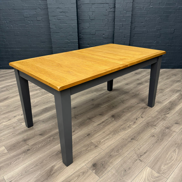 Chester Charcoal Painted & Oak, Dining Table - 1.6m Butterfly Extendin ...
