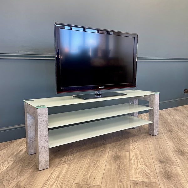 Concrete Style & Glass - Large TV Unit (140cm) | The Oak Outlet Co.