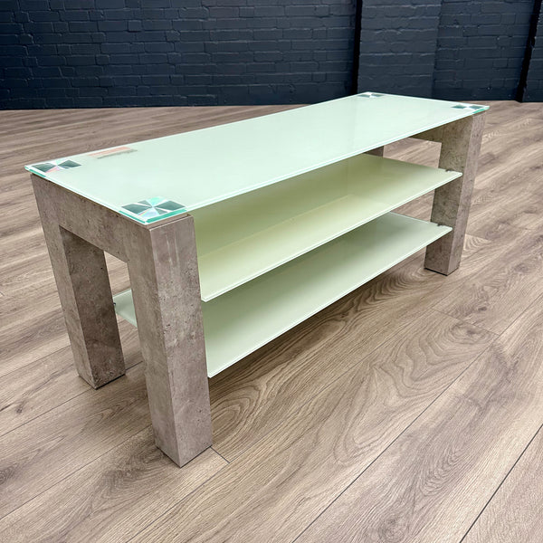 Concrete Style & Glass - Standard TV Unit (110cm) | The Oak Outlet Co.